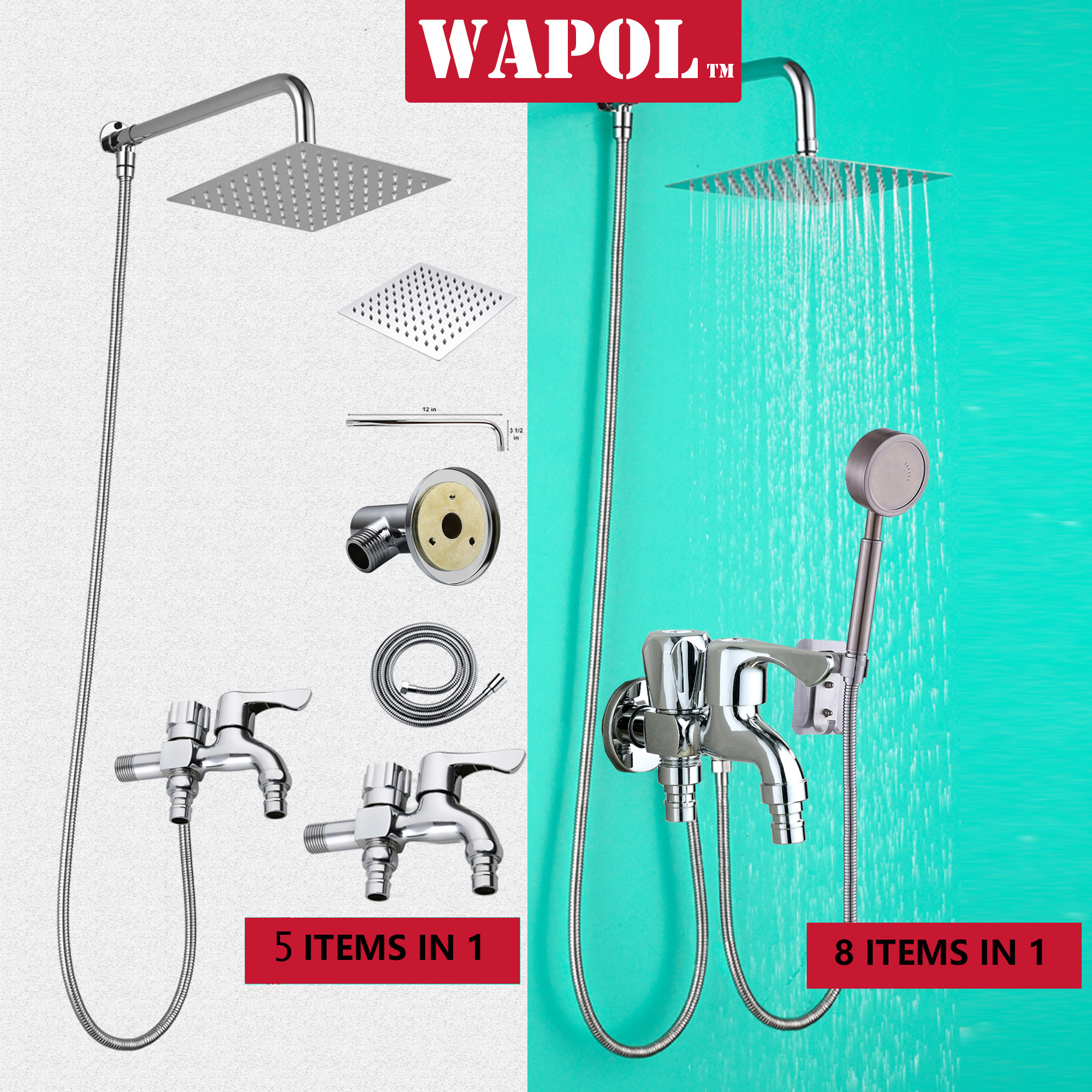 WapolSteel Shower Set with Faucet Stainless Steel 304 Bathroom Shower ...