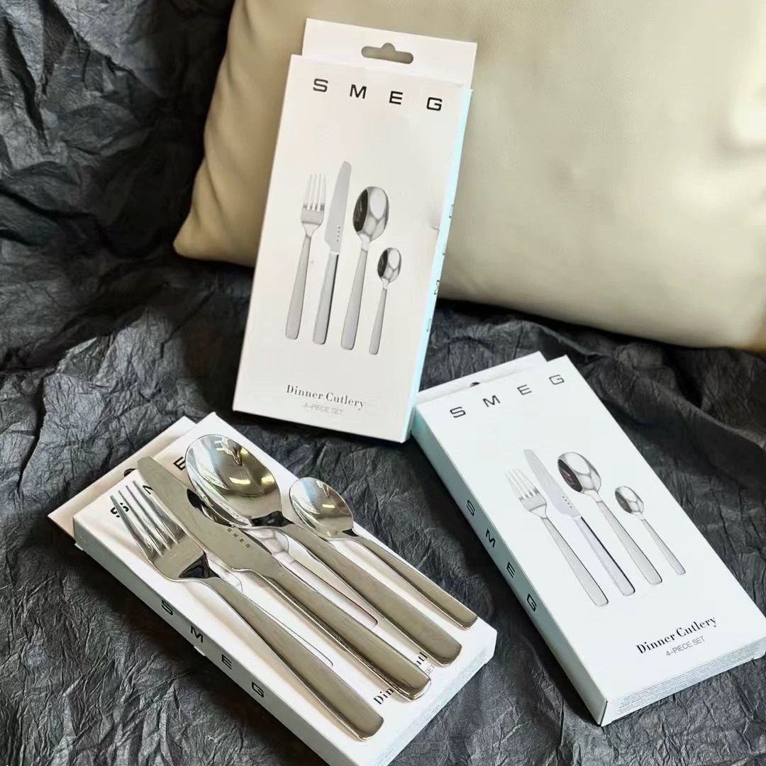 SMEG Tableware 4 Piece Set Dinner Cutlery Western Restaurant Stainless ...