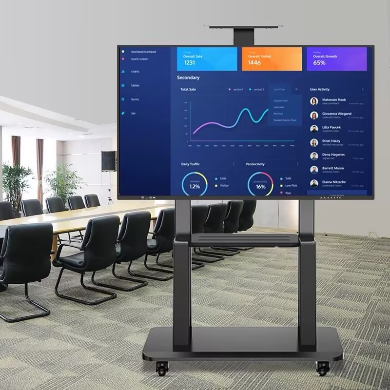 360° Rotating Floor-Mounted TV Cart, 32-70" Screen Stand, Hanging TV ...