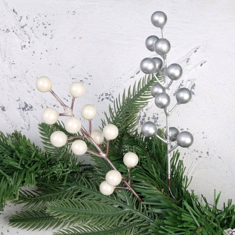 Artificial Gold Powder Berry Branches Flower Christmas Tree Decoration ...
