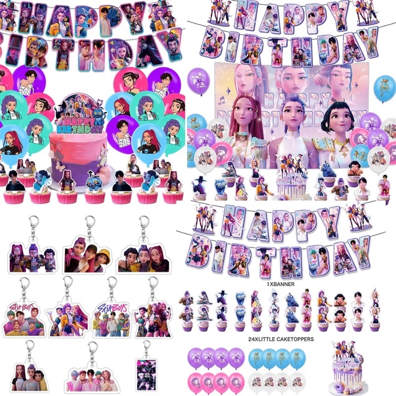 Birthday Party Decoration Set – Kpop Demon Hunter Girl Backdrop Cloth ...