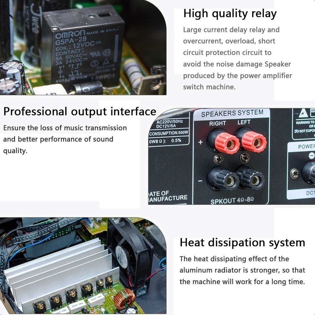 AV-MP326BT 220V 2500W Home Stereo Audio Amplifier Bluetooth 4CH EQ ...