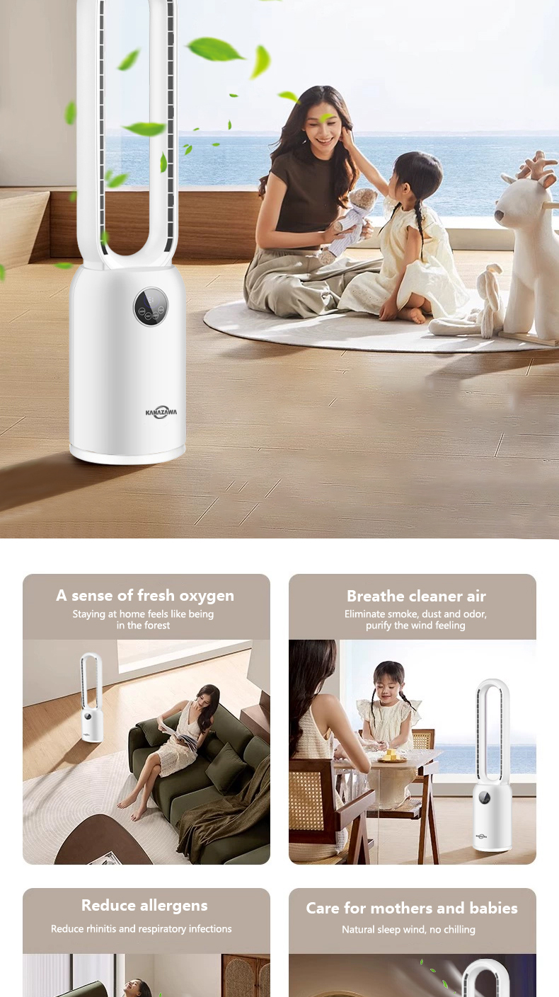 KANAZAWA Bladeless Fan With Remote Control Quiet Energy Efficient For ...