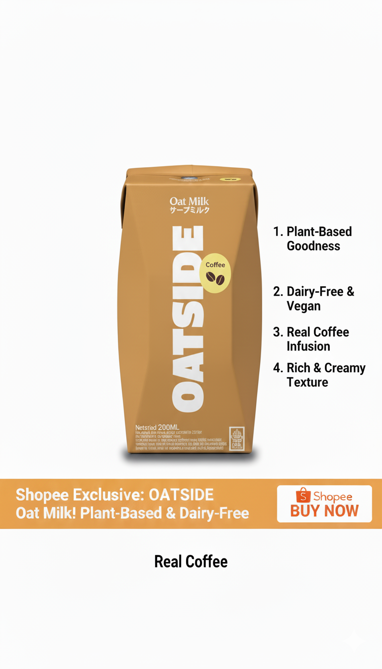 OATSIDE Coffee Oat Latte Oat Milk 200ml x12 Pocket Packs | Ready-to ...