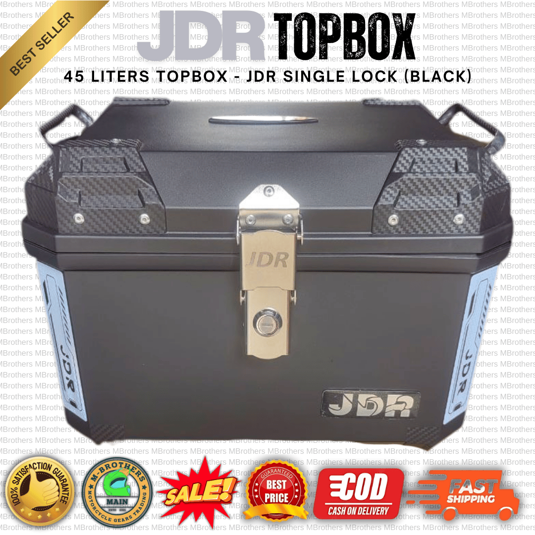 Topbox Only JDR Single Lock - 45L Motorcycle Topbox Hard Plastic 3 with ...