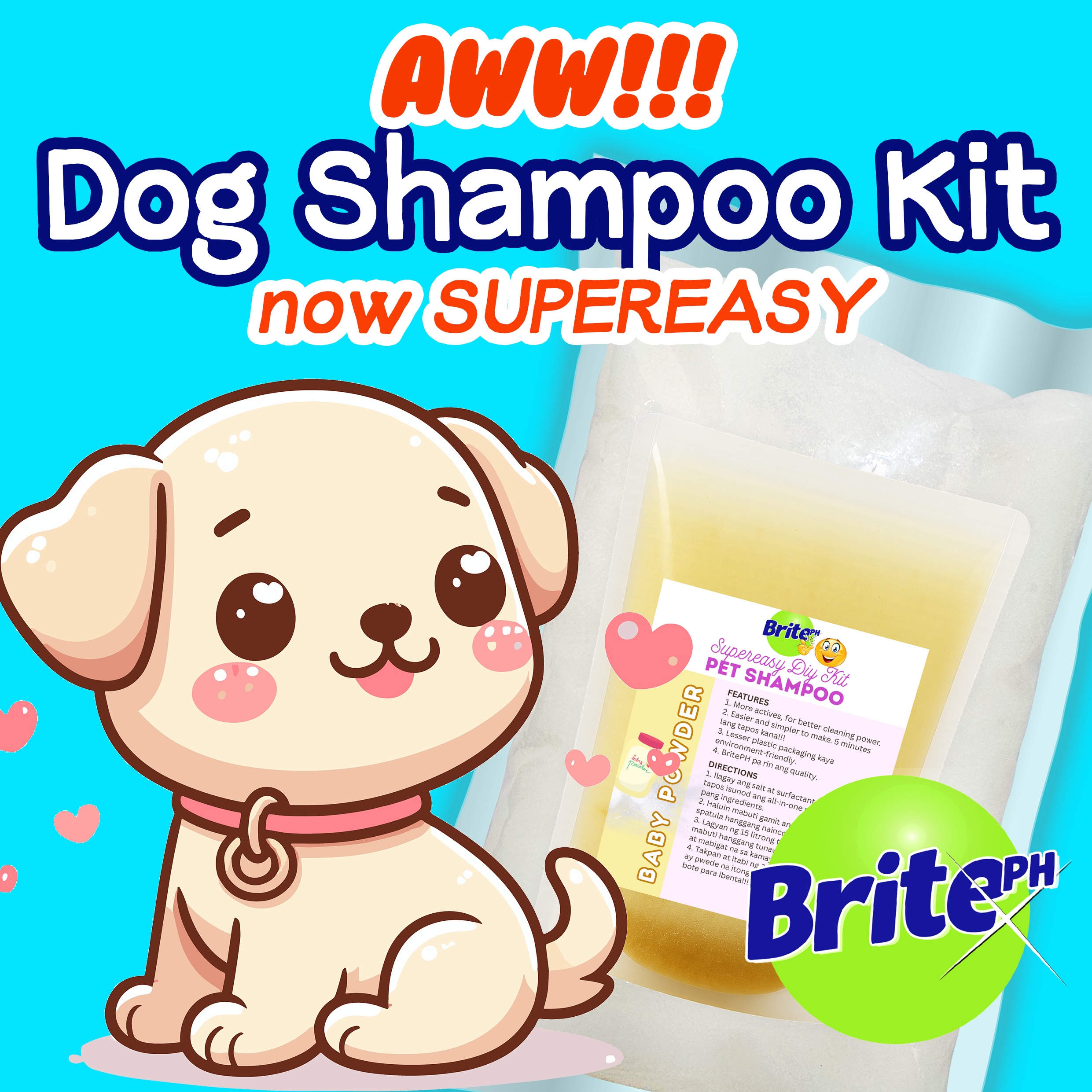 BritePH DIY Dog Shampoo Kit Supereasy (17 liters yield) | Shopee ...