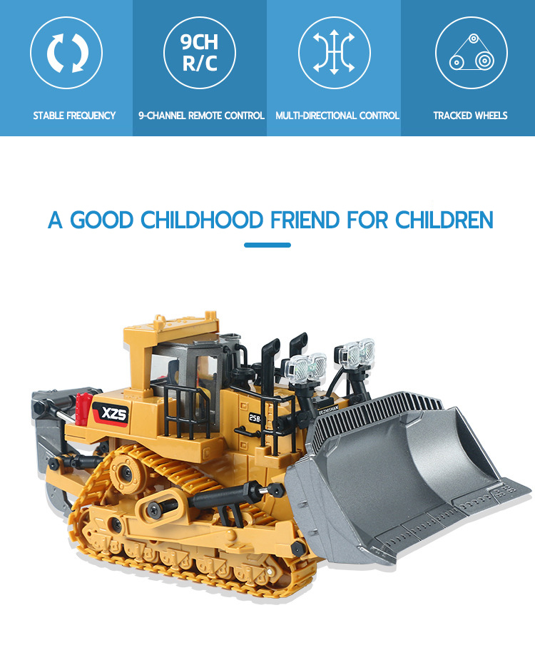 Remote Control Construction Vehicle Toy Set, Excavator Bulldozer Crane ...