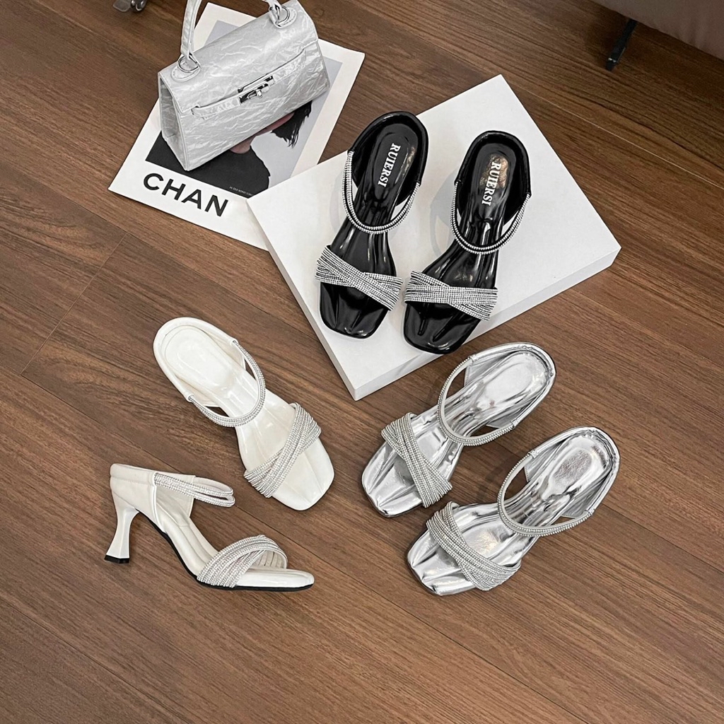 GRITBYVANESSAANN Braided Swarovski Slip On Kitten Heels | Shopee ...