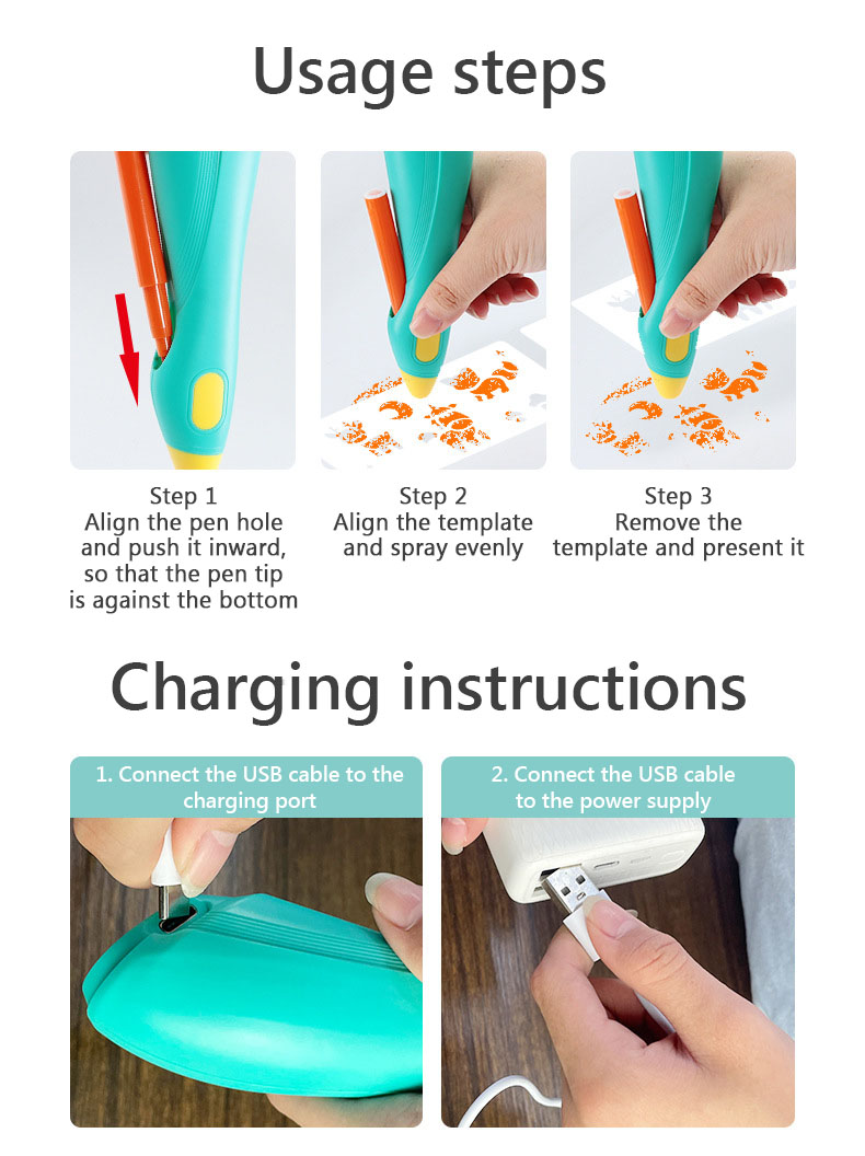 (Gift Template) DIY children's spray painting pen, washable,electric ...