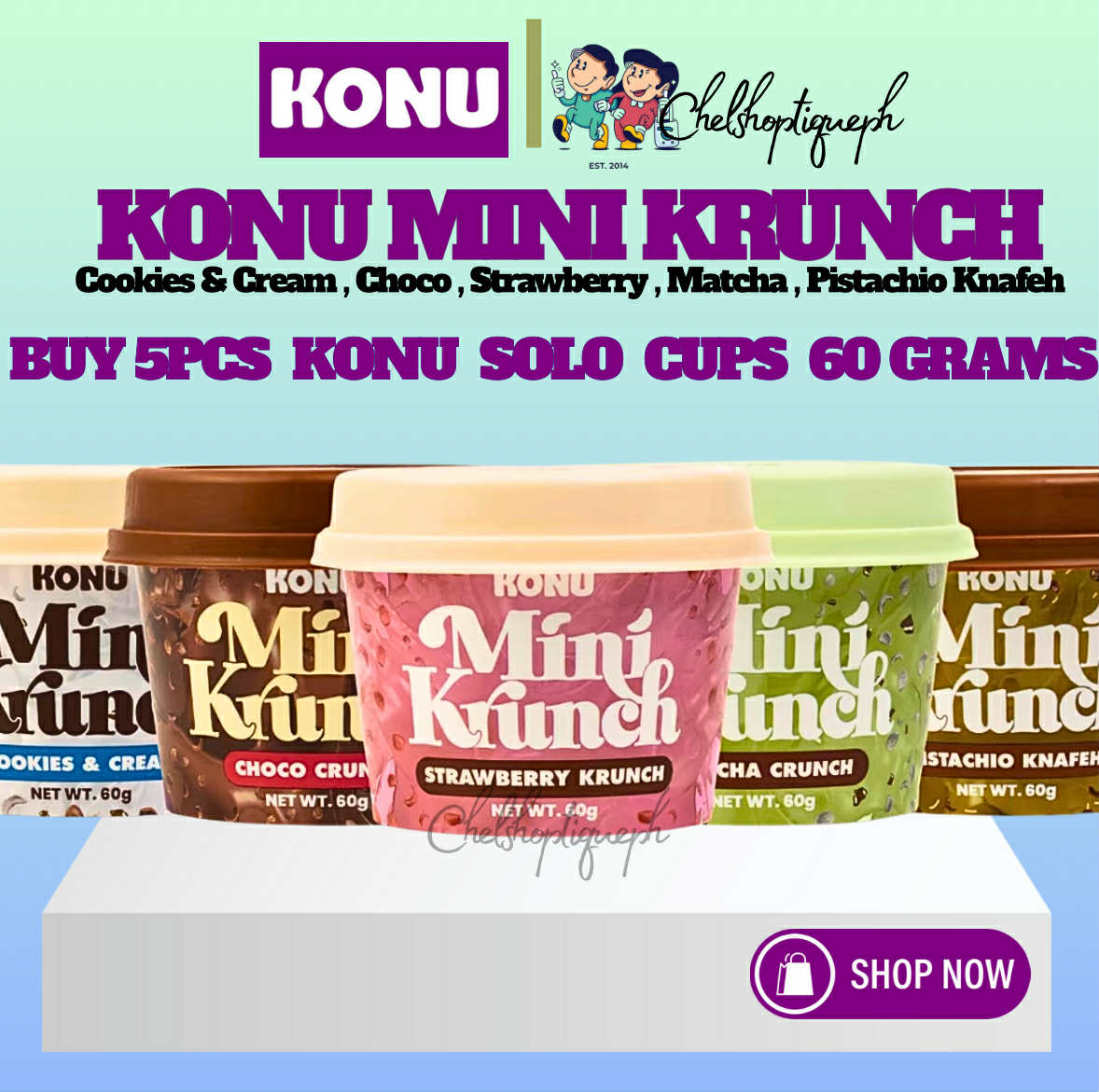 KONU MINI KRUNCH 60 GRAMS "ALL FLAVORS" Choco Cookies & Creaam ...