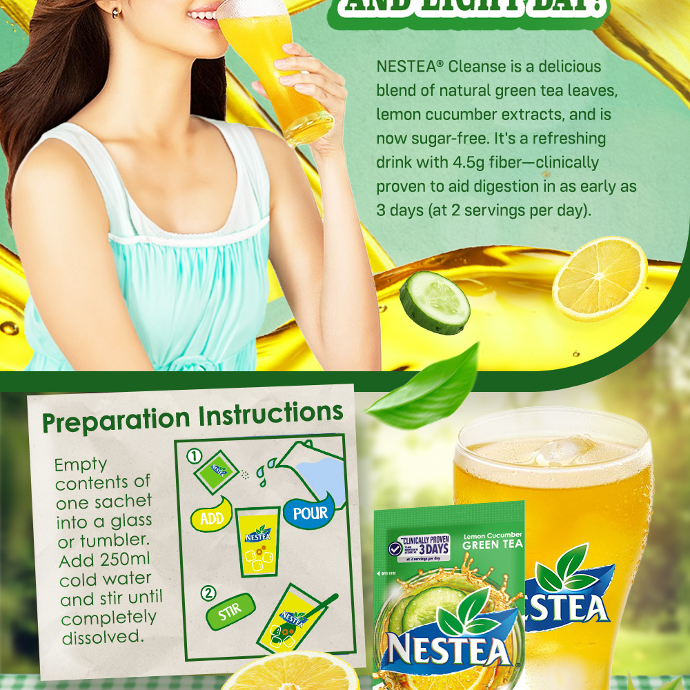 Nestea Cleanse Lemon Cucumber Powdered Green Tea with Fiber 250ml ...