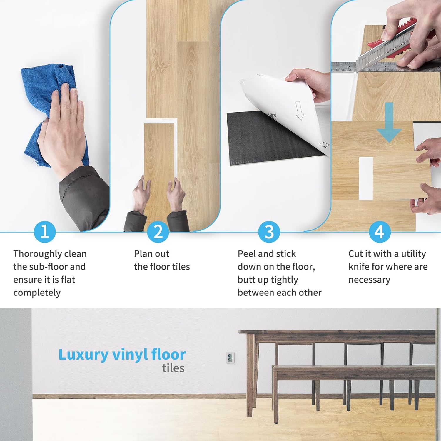 3D Vinyl Floor Sticker 60x15cm PVC Waterproof Self Adhesive Wood Tiles ...