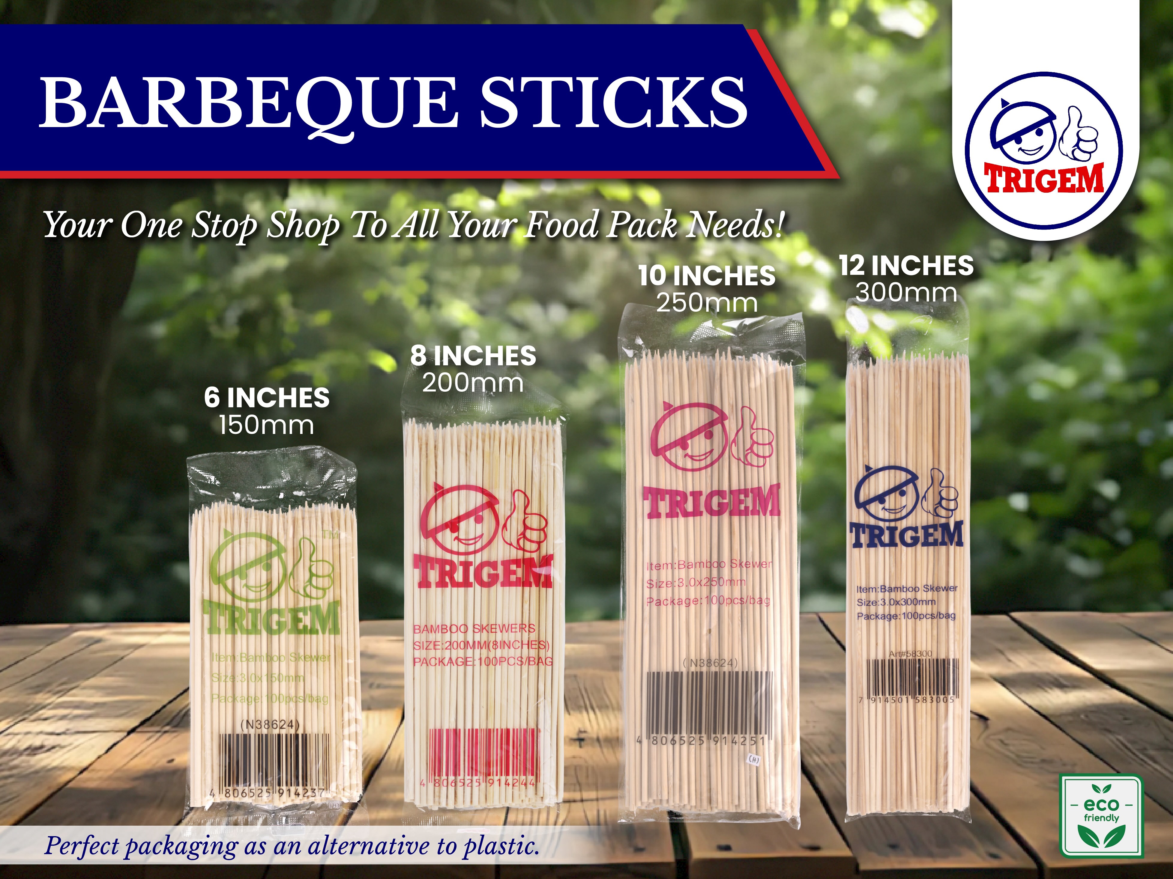 [ 10,000 PCS = 1 Box ] TRIGEM Barbeque Sticks 3 x 8 inches (200mm ...