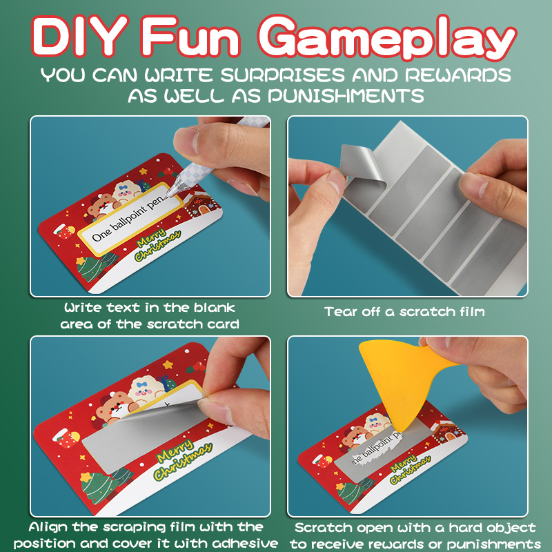 Christmas Scratch Cards Handwriting DIY With Cartoon Designs for ...