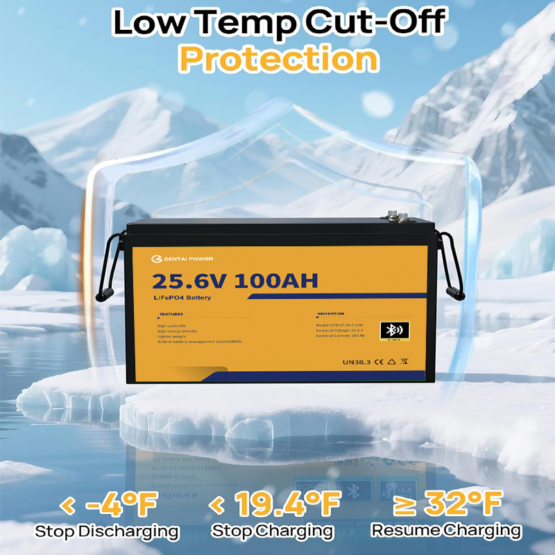 GENTAI POWER Bluetooth LifePo4 Battery 24V 100AH Solar Lithium Battery ...