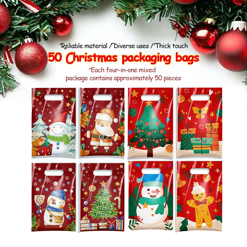 50pcs Christmas Hand Held Gift Loot Bags Xmas Candy Gift Loot Bags ...