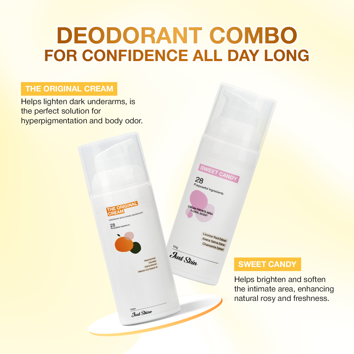 [Free 1 Gift] Just Skin Intimate Deodorant Combo with Sweet Candy + The Original Cream | Shopee ...