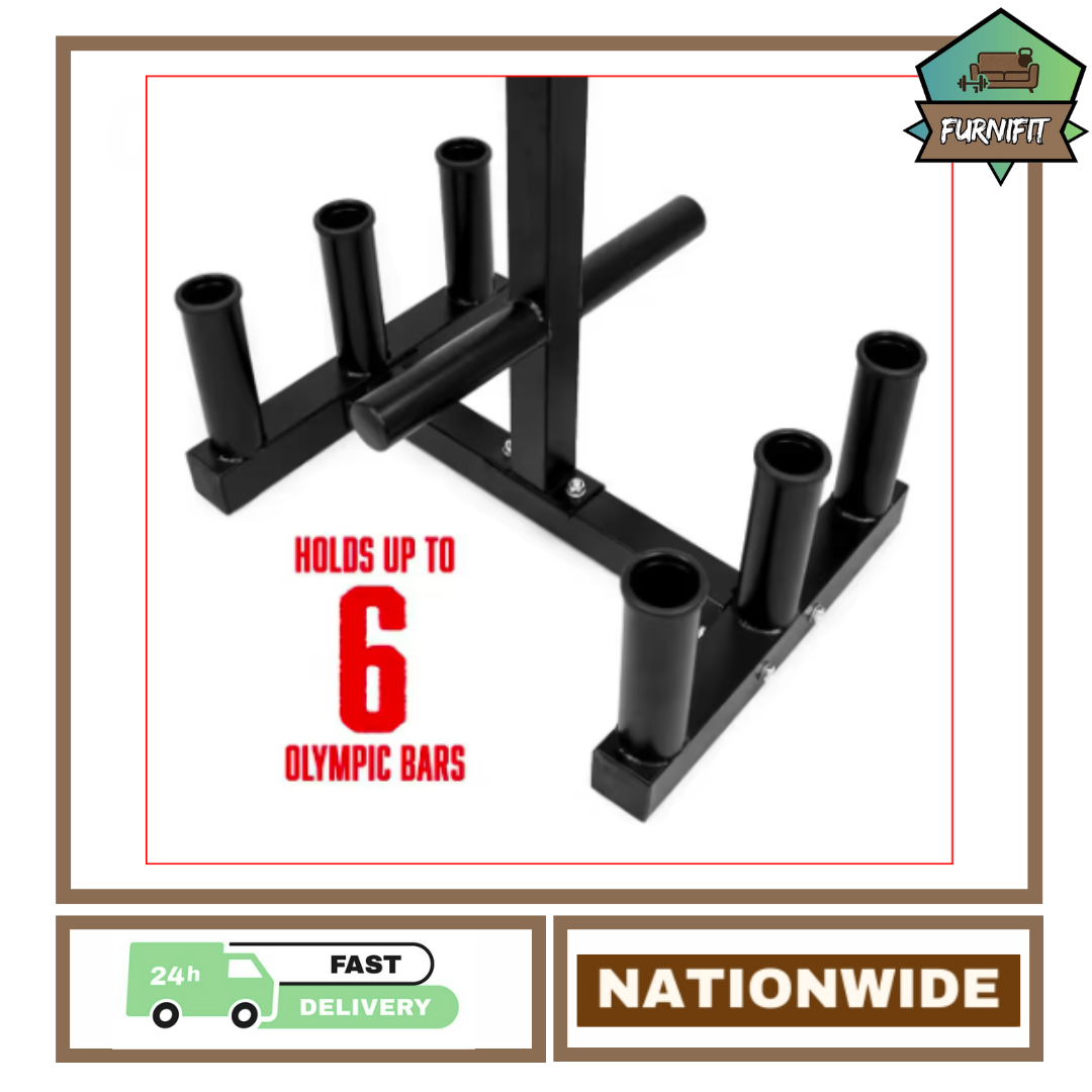 2-in-1 Heavy Duty Olympic rack & barbell holder Organizer Plates Gym ...