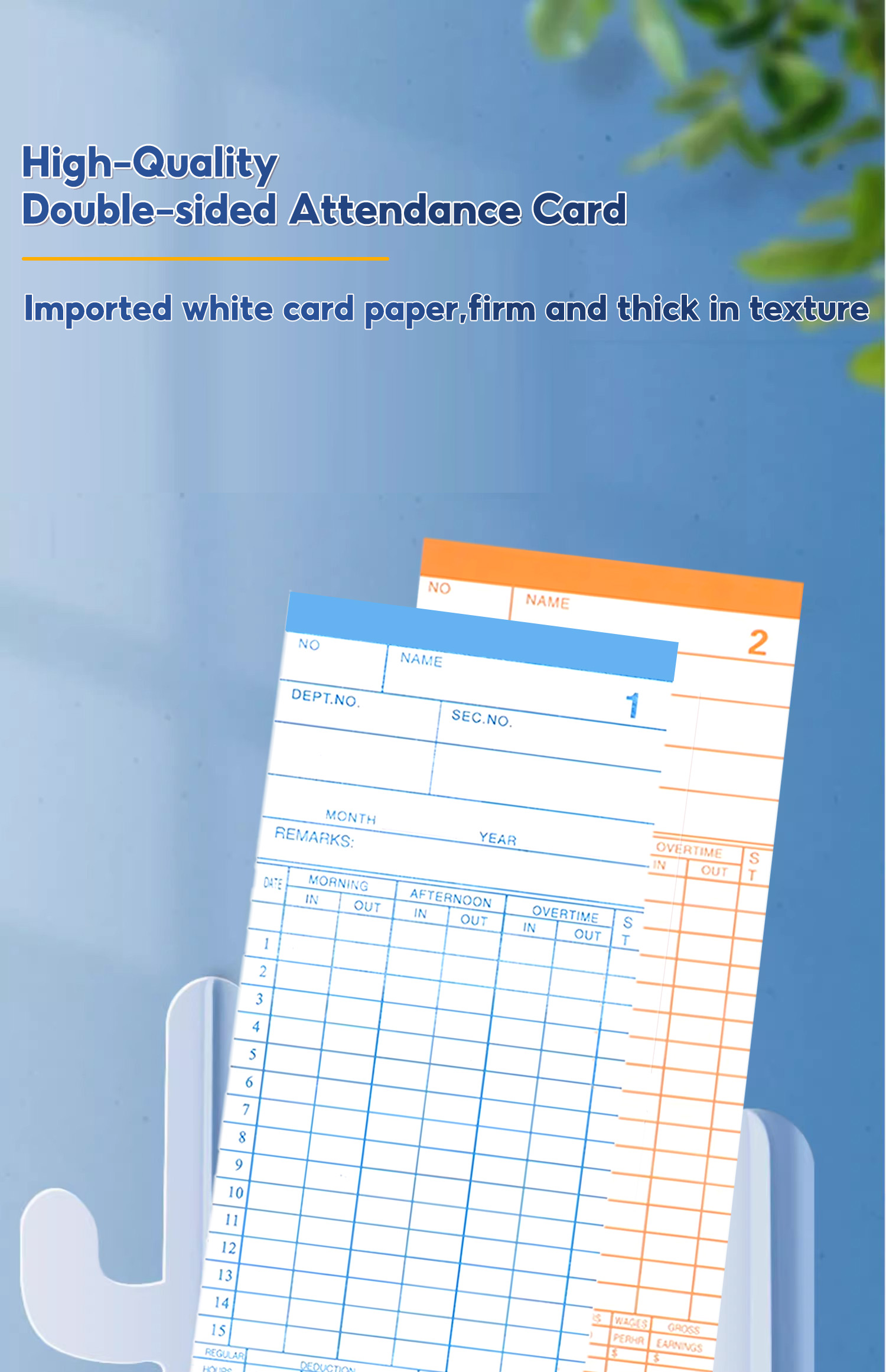 Double-side Timecard for Employee DTR Daily Attendance Time Record 100 ...