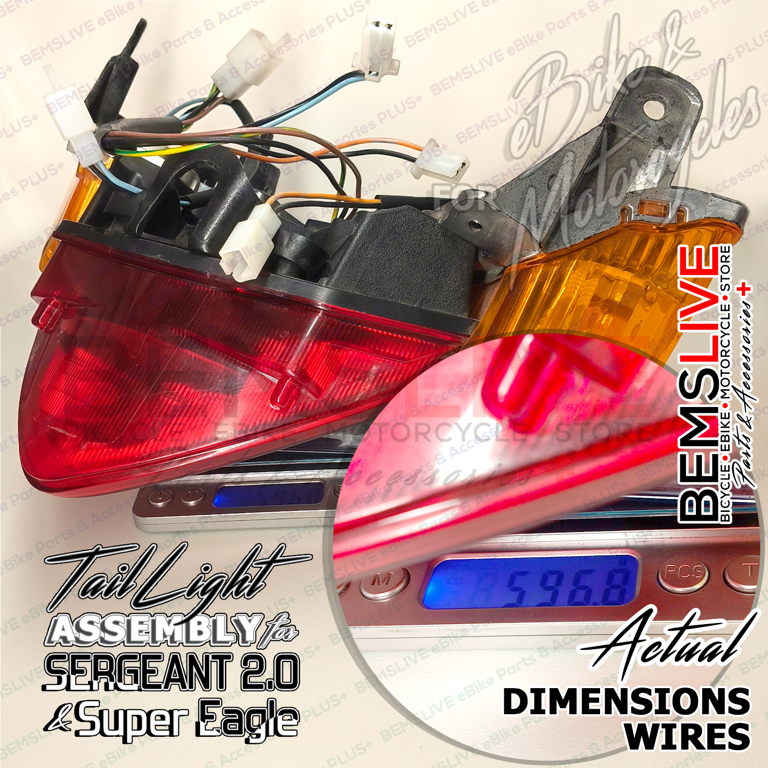 BEMS 12V LED Tail Light Whole Assembly Rear Brake Light Signal Light ...