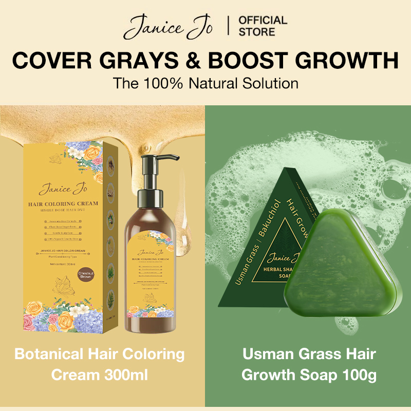 Janice Jo Herbal Hair Dye 300ml Usman Grass Hair Growth Soap 100g Anti ...