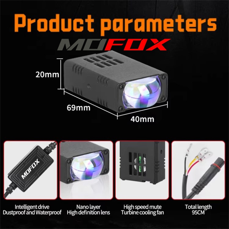 MOFOX V7 V8 Motorcycle Mini Driving Light Dual Color High/Low ...