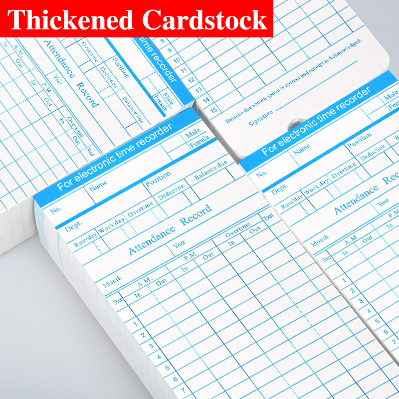 100 attendance cards per package, record cards, and monthly double ...