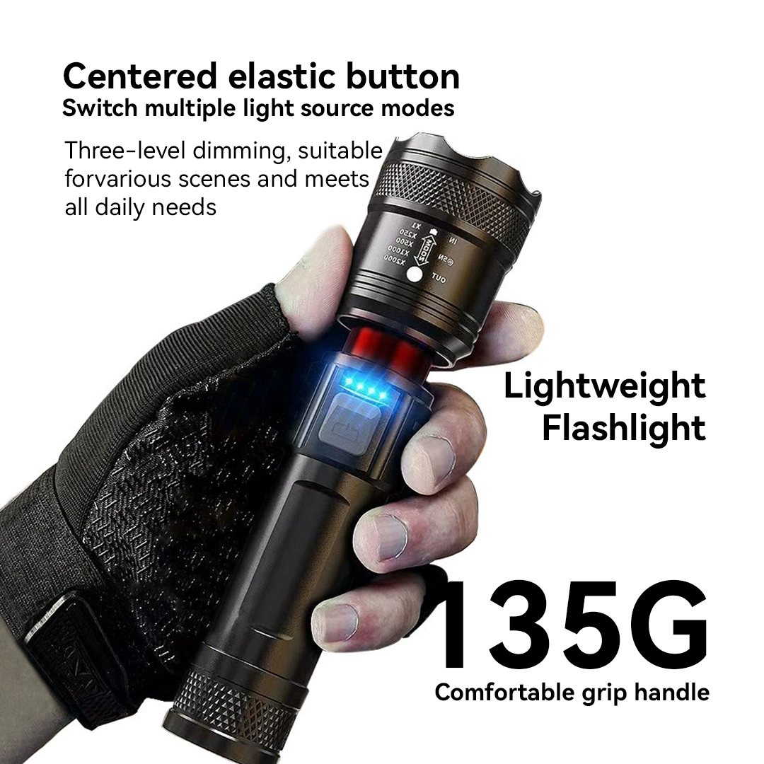 NSS Super Bright Long Shot Flashlight Rechargeable Heavy Duty Zoom ...