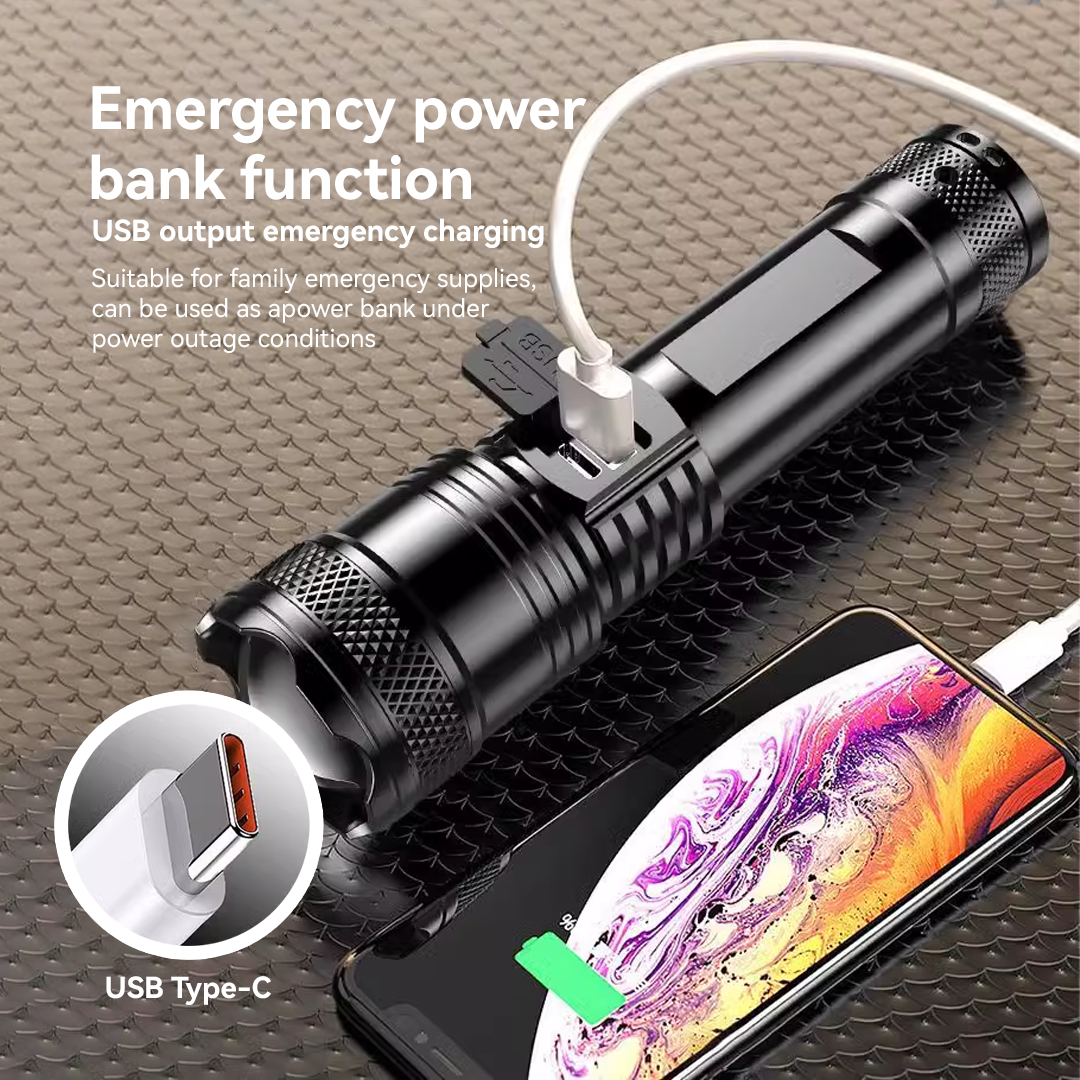 NSS Super Bright Long Shot Flashlight Rechargeable Heavy Duty Zoom ...