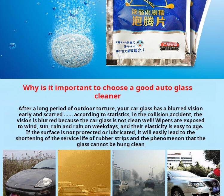 Windshield Wiper Fluid Tablet Car Glass Cleaner Tablet All-in-One Glass ...