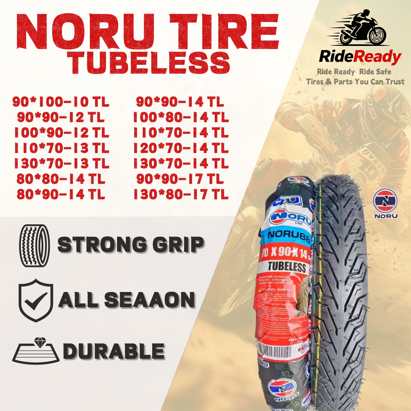Tire motocycle 10TL/12TL/13TL/14TL/17TL NORU tire high quality ...