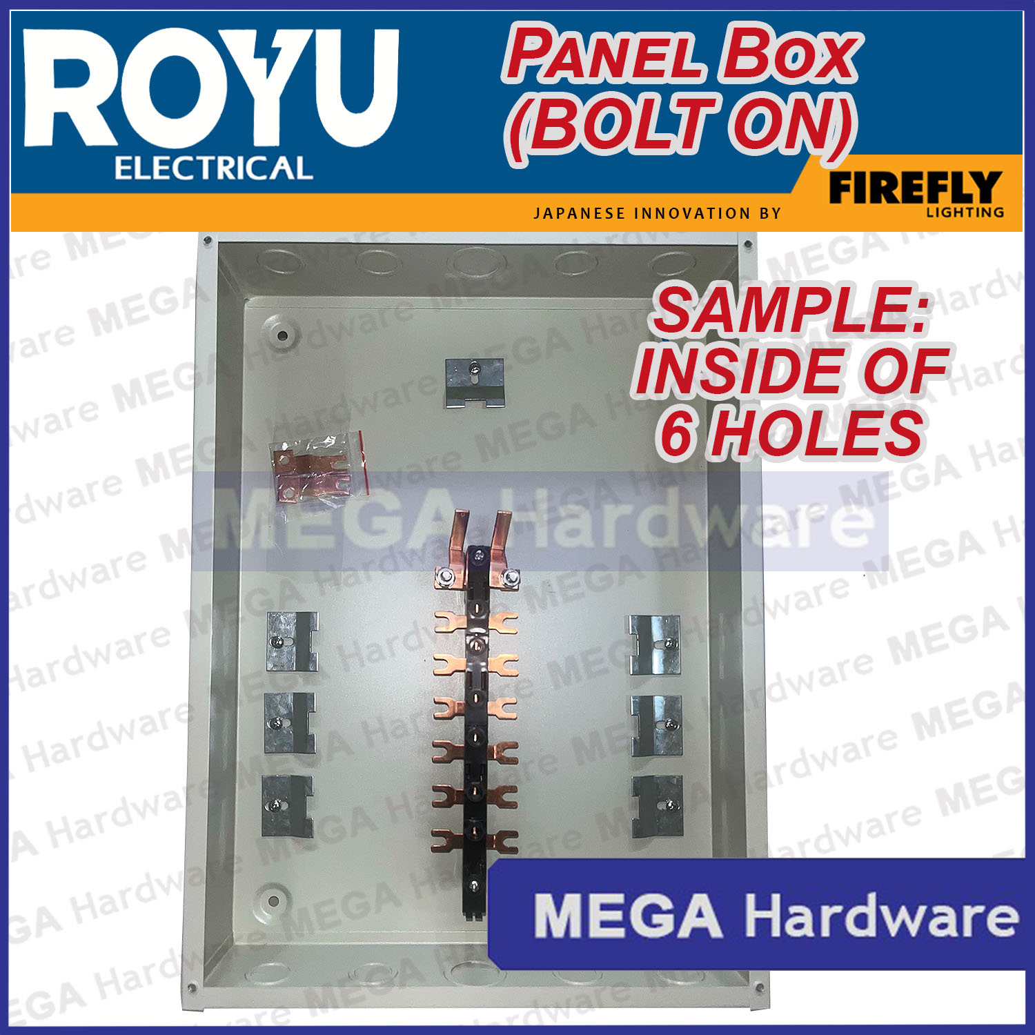 ROYU All Metal Panel Box Board for 2-Pole Bolt On Circuit Breakers ...