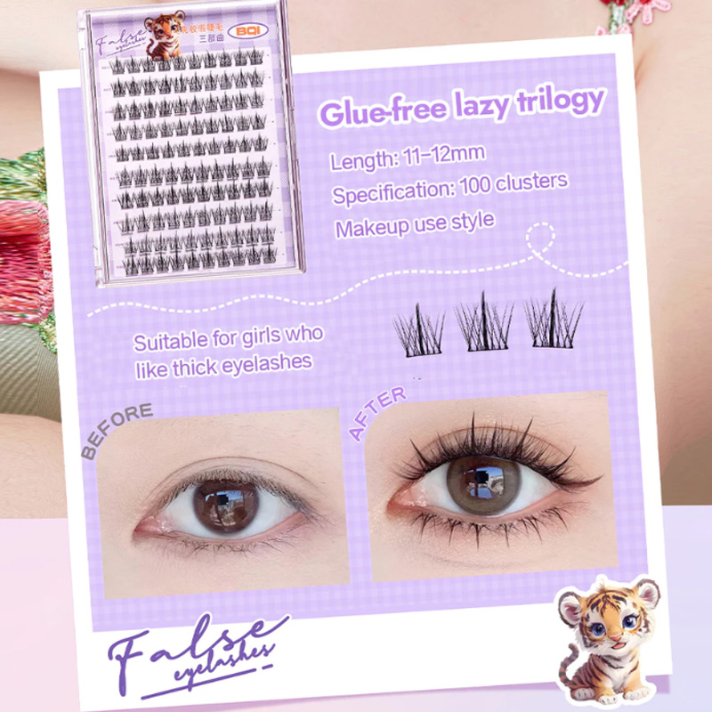 BQI 100-120 Cluster False Eyelashes Self-Adhesive New Upgraded Softer ...