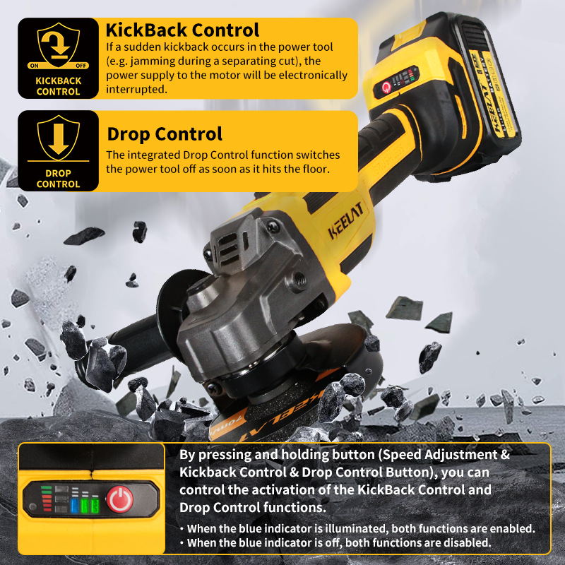 KEELAT KAG010 Brushless Smart Anti-Kickback Angle Grinder 2-Speed ...