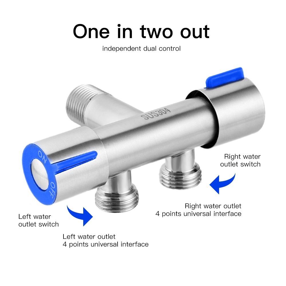 Stainless Steel 2-Way Angle Valve Dual Control 1/2" Multi-Function ...