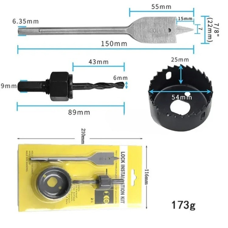 3PCS Hole Saw Set for Gypsum Board 32–54mm Ceiling Drill Tool with 6PCS ...