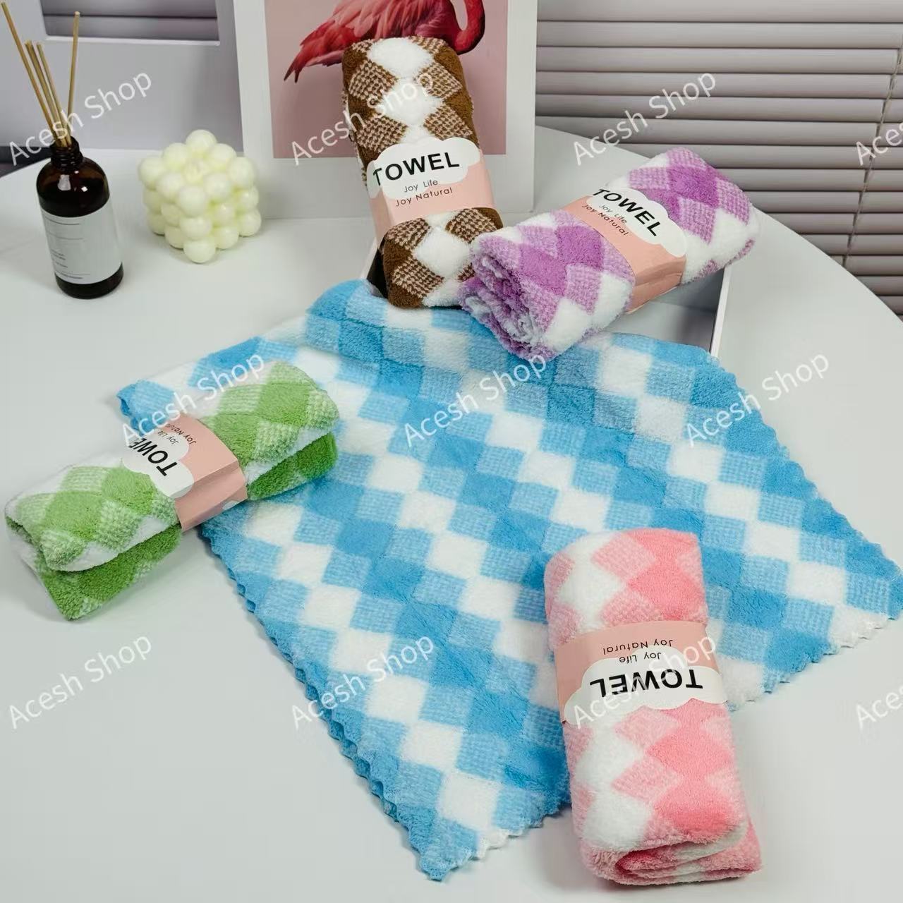 Aesh Microfiber Coral Fleece Face Towel Water Absorption Quick Drying ...