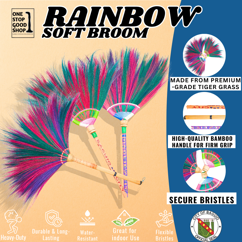 Rainbow Medium Soft Broom Walis Tambo proudly handmade in Baguio City ...