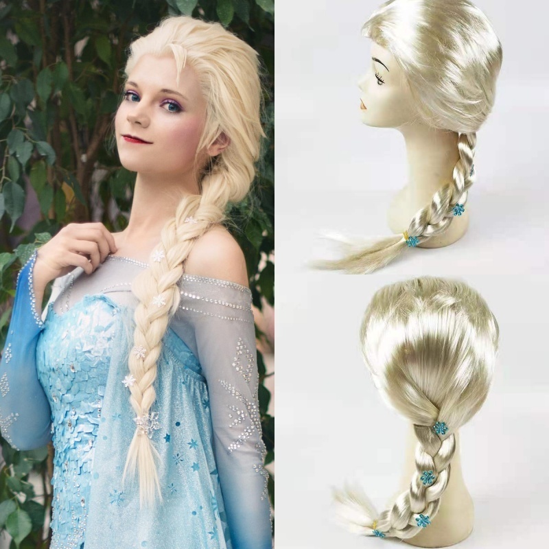 Frozen Princess Elsa Wig Whole Wigs White Golden Braids Wig For Girls ...