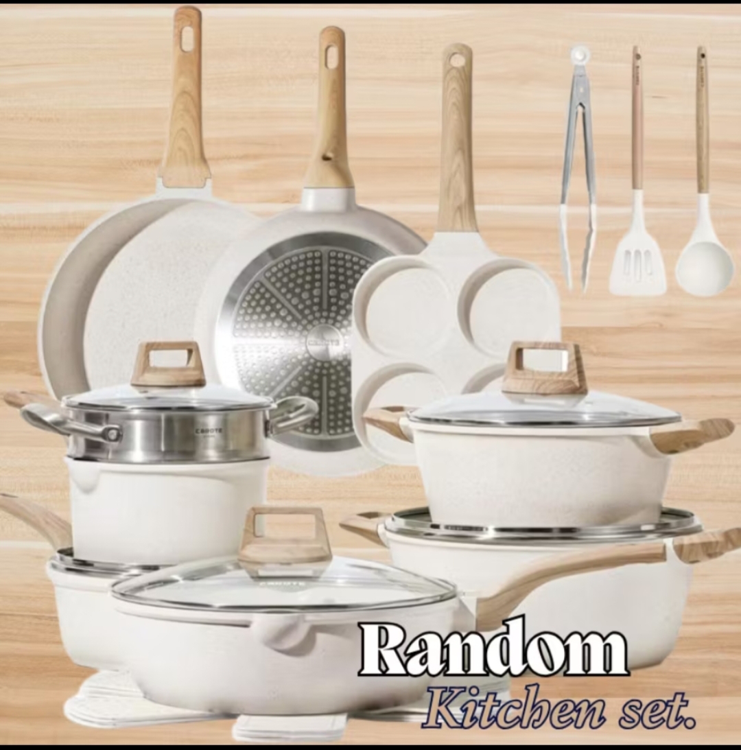 Non Stick Ceramic Cookware Set, Healthy Pot And Flat Bottomed Pot Set ...