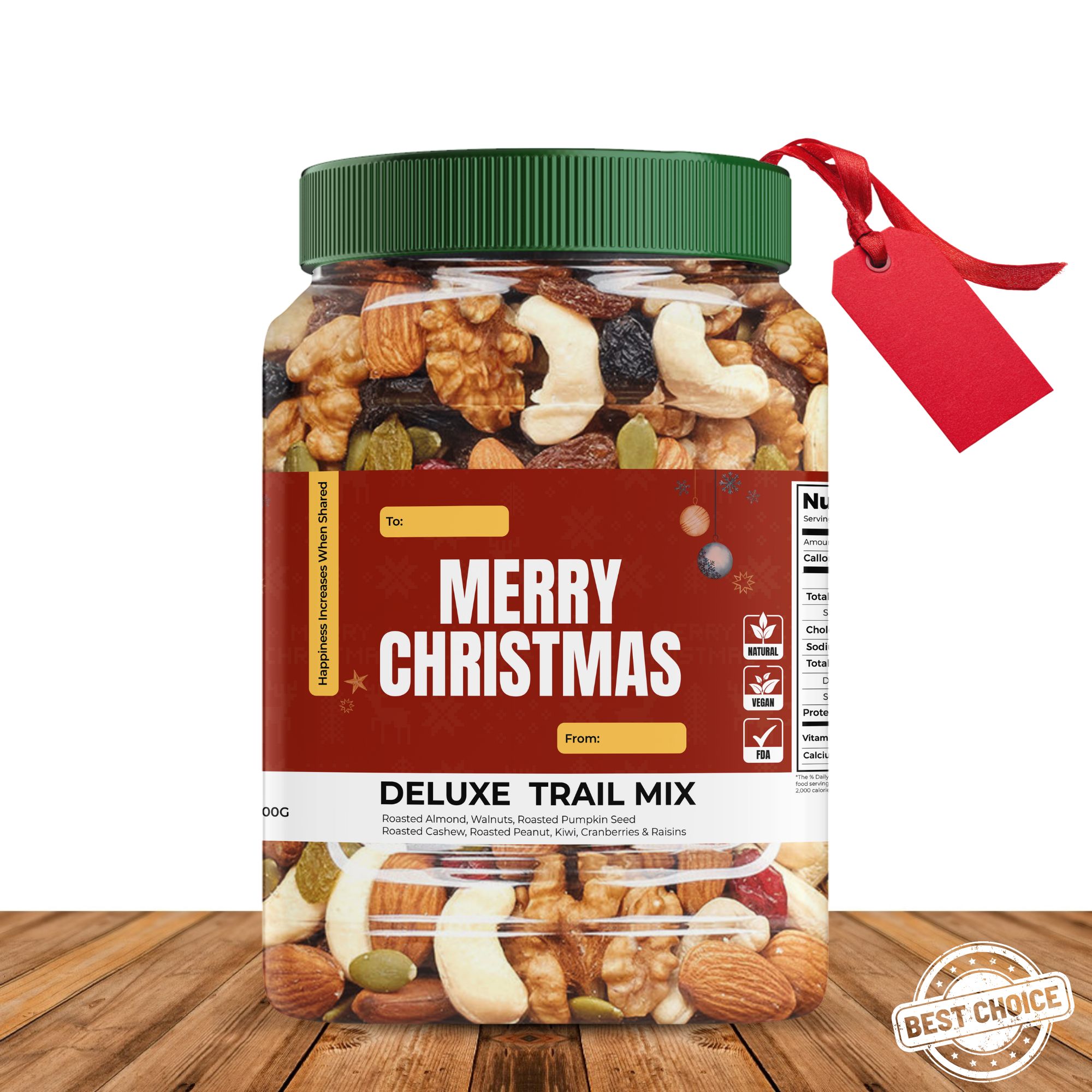 Merry Christmas Gift Jar | Deluxe Trail Mix | Perfect Holiday Premium ...