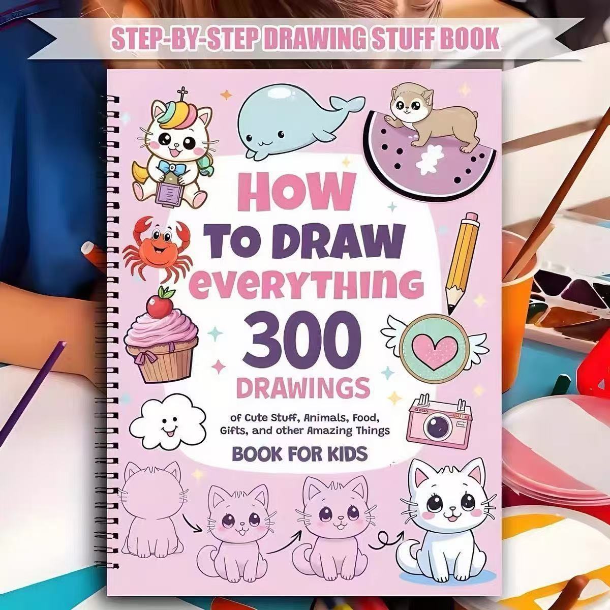 A4 Geetoy 110 Pages 300 Pattern Painting Book Cute Cartoon Coloring ...