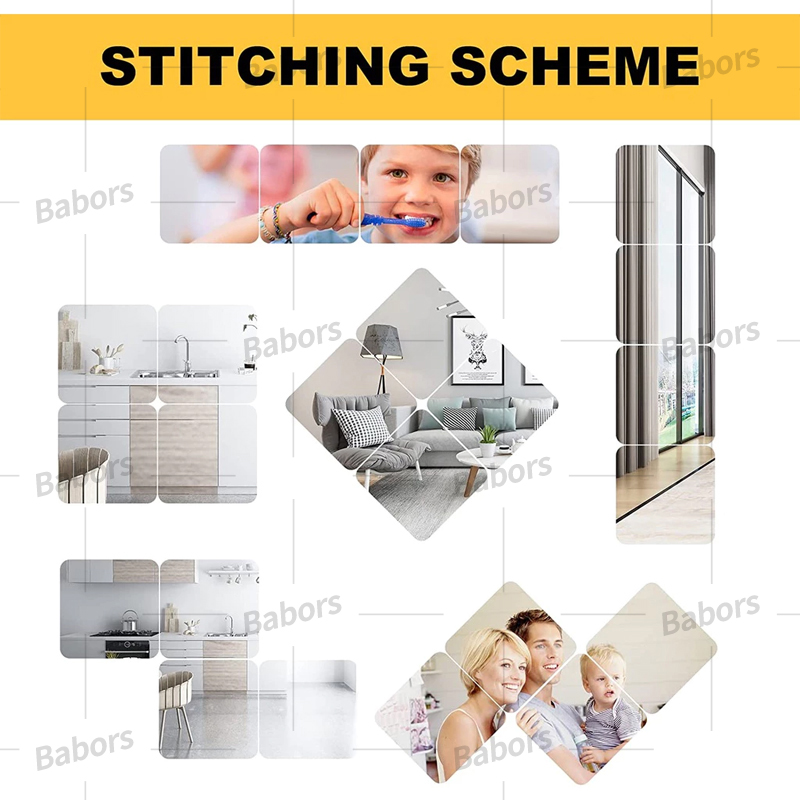 Wall adhesive mirror sticker, full-body square glass mirror for ...
