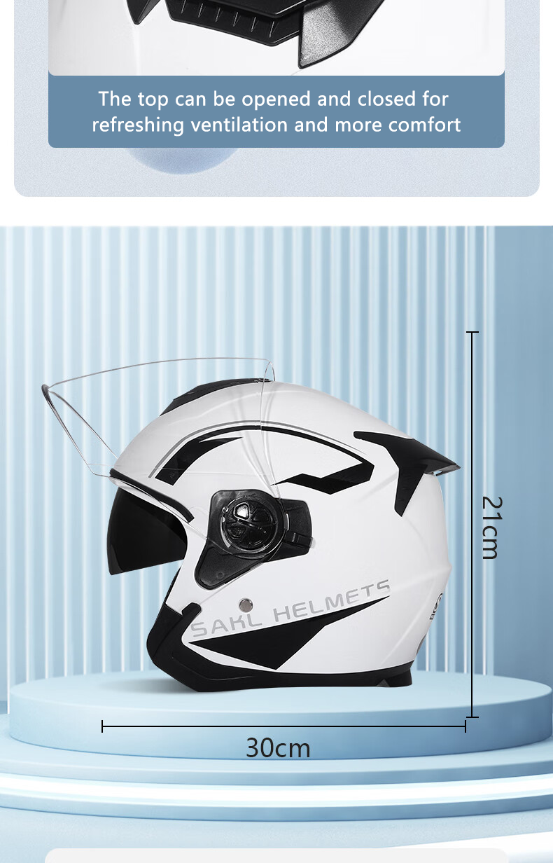 AXK GT Series Motorcycle Half Face Helmet For Unisex 5X HD Double ...