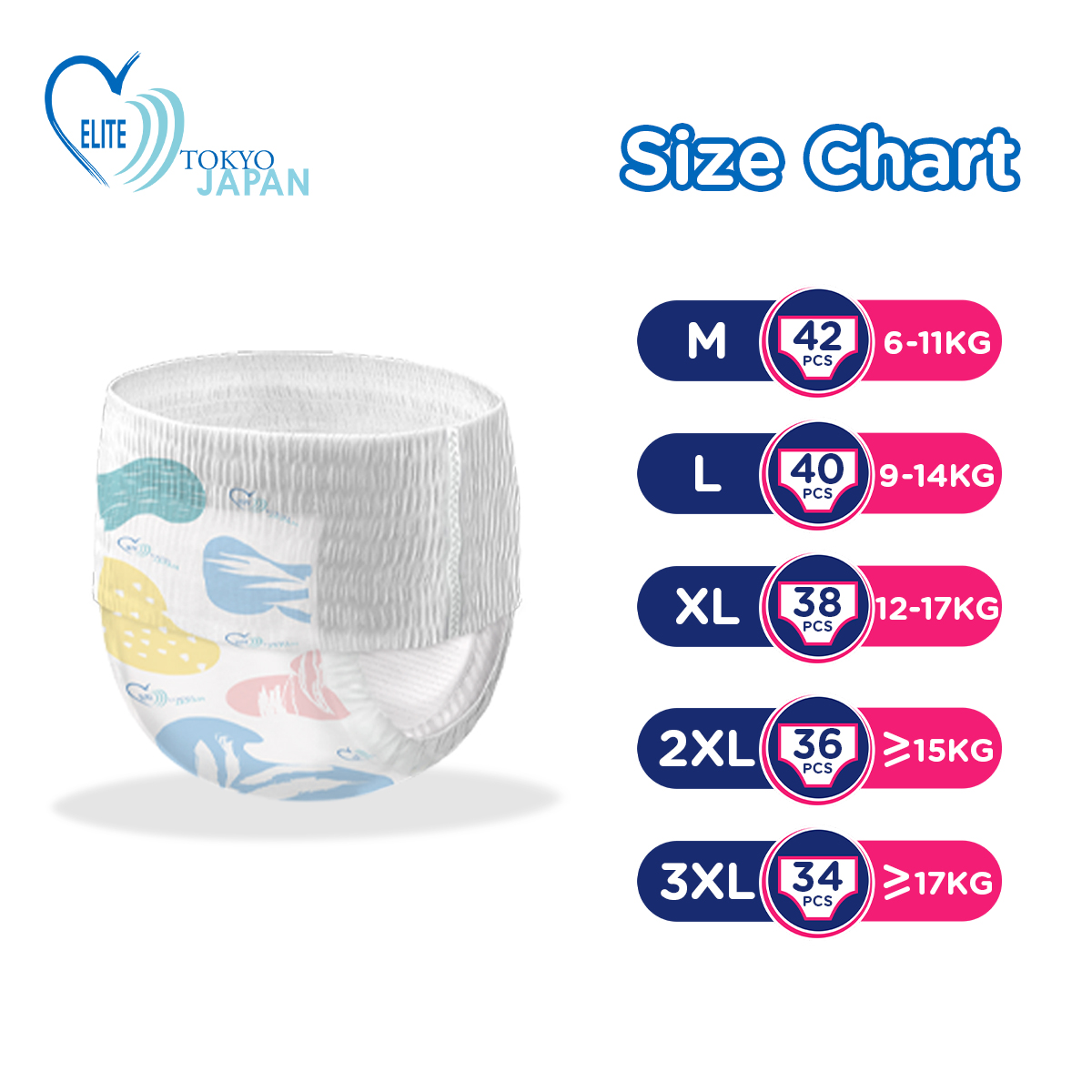 Indoplas Elite Brand Baby Diaper Pull up Pants Tape 42 Pcs Per Pack ...