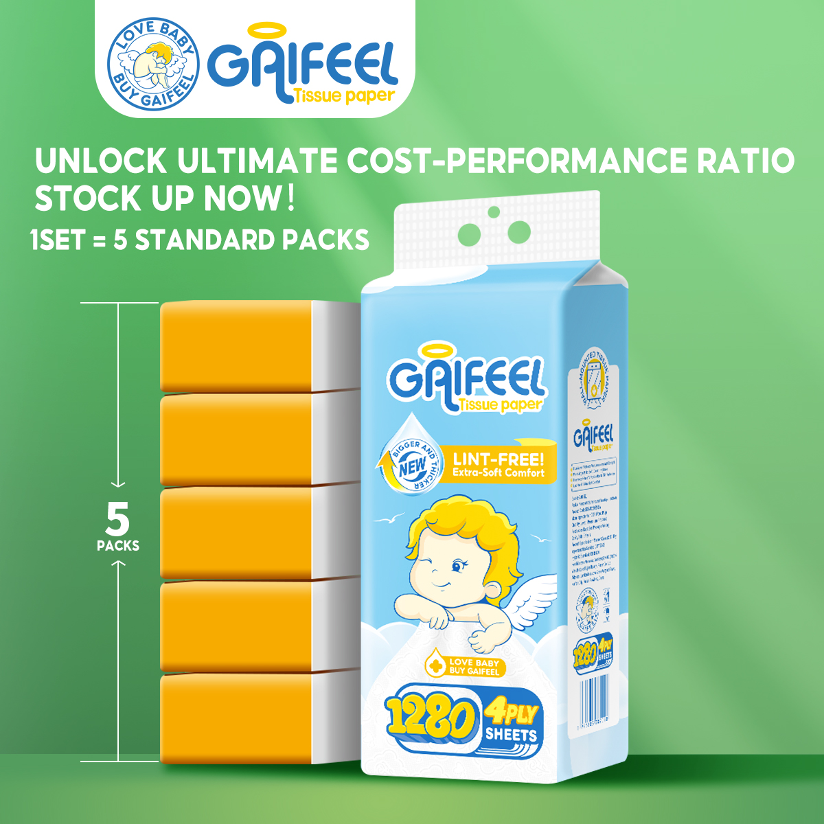 GAIFEEL Tissue Hanging Tissue ‌4-Layer Facial Tissue Comfort Pulldown ...