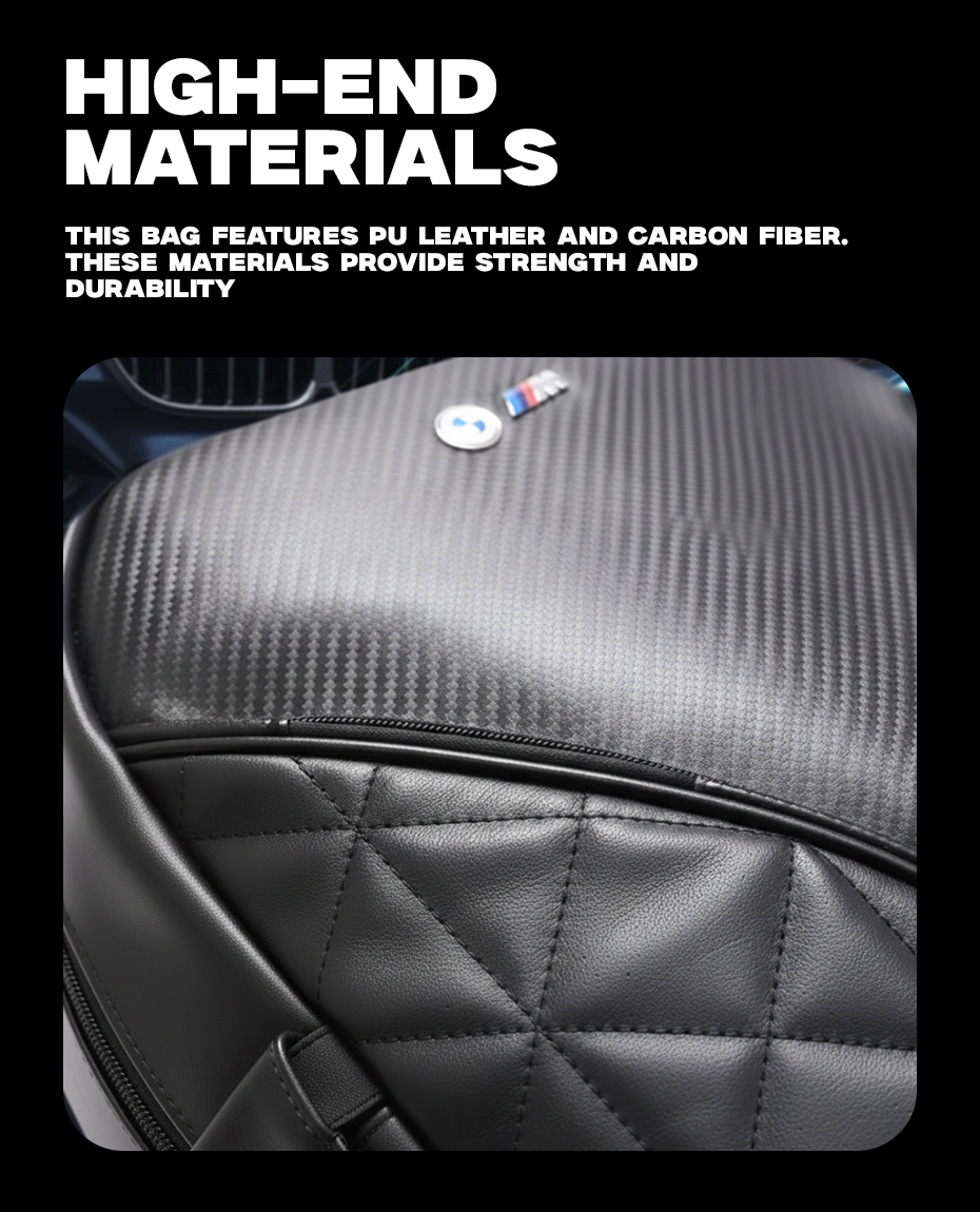 BMW M Badge Backpack 15″ Premium PU Leather Carbon Black Rugged ...