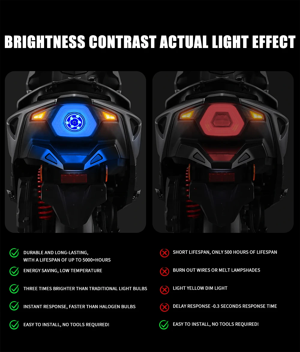 Colorful Motorcycle Led Brake Light Rotating Tail Light Hokage Wheel ...