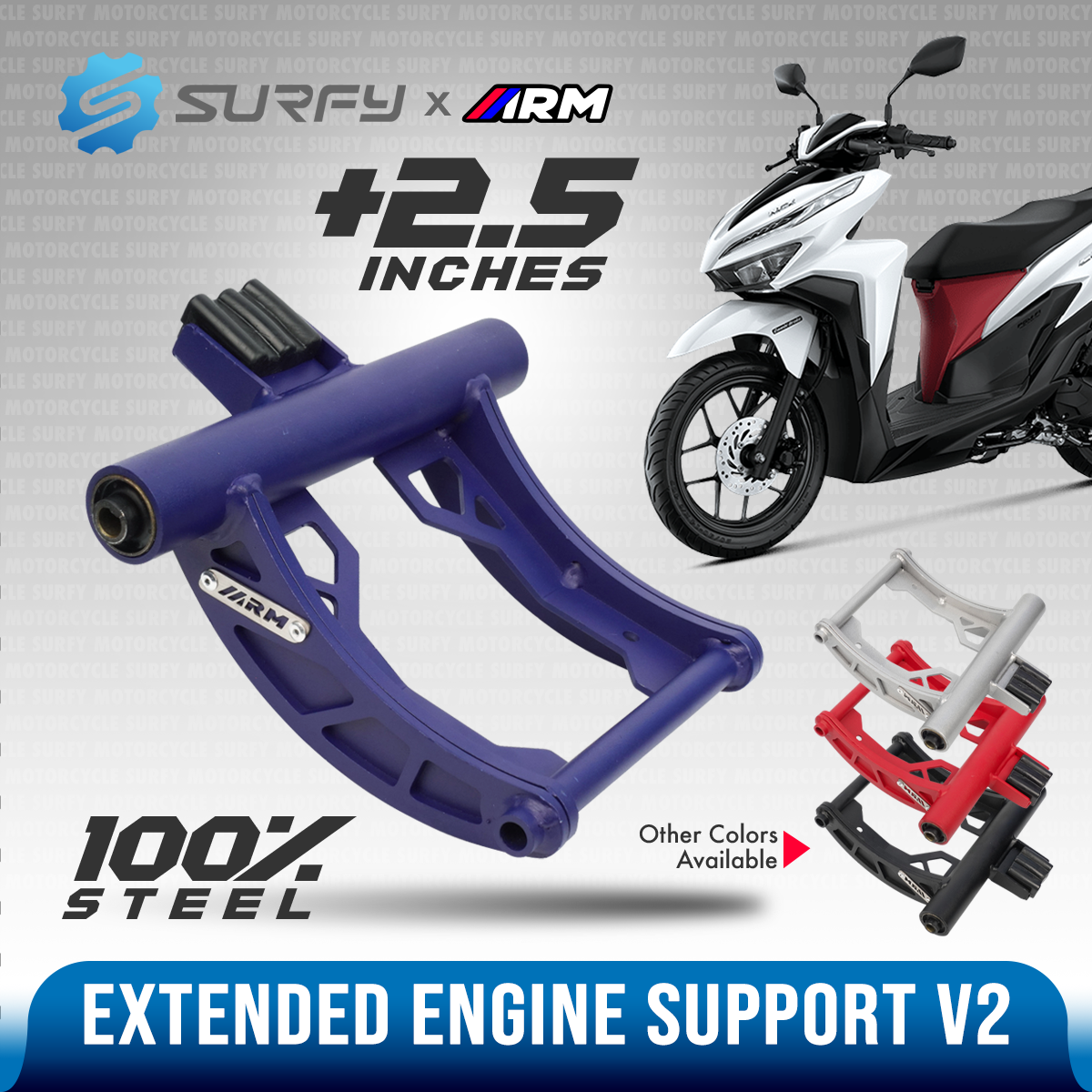 ARM Engine Support Curved Version Extended 6cm For Honda Click 125i ...