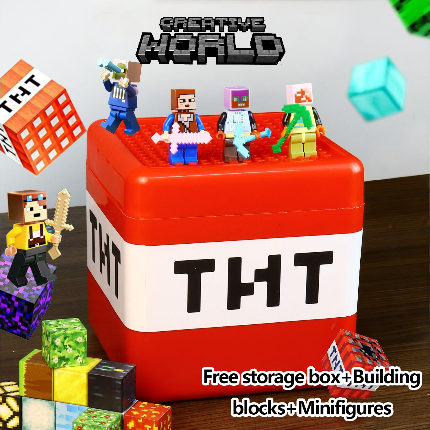 Magnetic Blocks TNT Toy Storage Box Large Kids Organizer for Blocks DIY ...